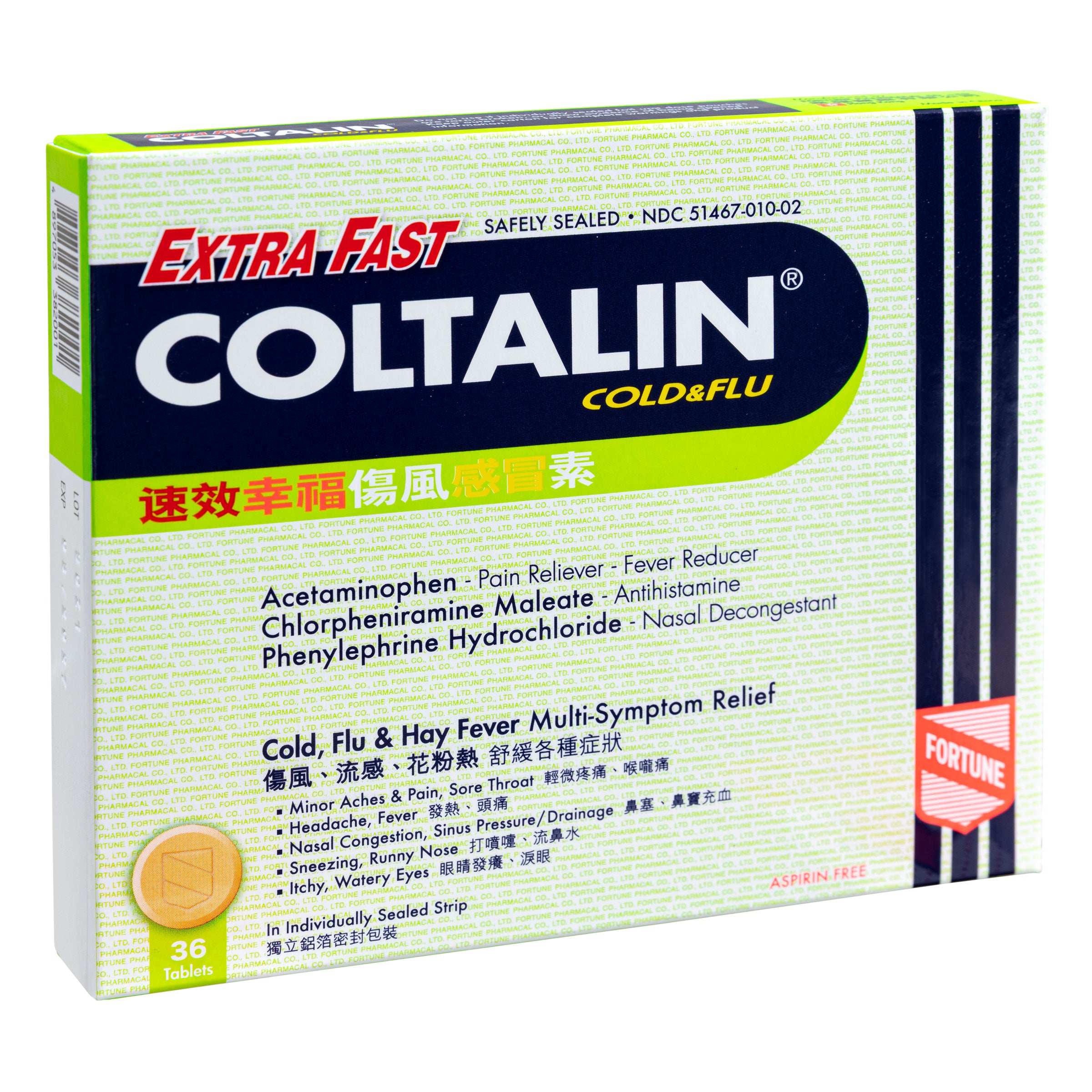 Coltalin Extra Fast Cold & Flu Tablets (Congestion & Sore Throat Relief)
